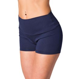 Hotpants ALKATO "Shorts Alkato Damen Sport Shorts mit Hohem Bund", Damen, Gr. 42, N-Gr, blau (dunkelblau), Obermaterial: 95% Baumwolle CO. 5% Elasthan EL., Hosen Hotpants