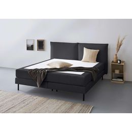 Bett "ERIK Boxbett mit Bonnell-/Taschen-Federkernmatratze, Breite 160/180cm", schwarz, B:200cm H:113cm L:209cm, 95% Polyester, 5% Nylon, LeGer Home by Lena Gercke, Betten, Bett, wahlweise H&auml;rtegrad der Matratze H2/H3/H4, Polsterbett mit/ohne Topper
