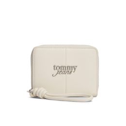 Geldb&ouml;rse Tommy Jeans "TJW BOLD MED ZA", Damen, beige, Lederimitat, unifarben, Basic, Kleinlederwaren Geldb&ouml;rse, Geldbeutel, Portemonnaie, Money Pocket mit Logoemblem
