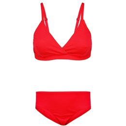 Bustier-Bikini AQUARTI "Badeanzug M&auml;dchen Bikini Set Zweiteilig Bikinislip Bustier", Kinder, Gr. 152, N-Gr, rot (039 jacquard punkte rot), Obermaterial: 80% Polyamid PA. 20% Elasthan EL., Bikini-Sets Bustier-Bikini