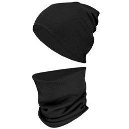 Beanie TUPTAM "M&uuml;tze Unisex Kinder Beanie M&uuml;tze Schlauchschal Set", Jungen, Gr. 56, schwarz, Obermaterial: 95% Baumwolle CO. 5% Elasthan EL., M&uuml;tzen Beanie