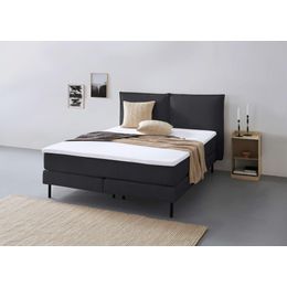 Bett "ERIK Boxbett mit Bonnell-/Taschen-Federkernmatratze, Breite 160/180cm", schwarz, B:180cm H:113cm L:209cm, 95% Polyester, 5% Nylon, LeGer Home by Lena Gercke, Betten, Bett, wahlweise H&auml;rtegrad der Matratze H2/H3/H4, Polsterbett mit/ohne Topper