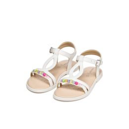 Sandale Geox "J SANDAL KARLY GIRL", M&auml;dchen, Gr. 30, wei&szlig;, Lederimitat, Schuhe Sandale, Sandale mit Fersenriemen, Gr&ouml;&szlig;enschablone zum Download