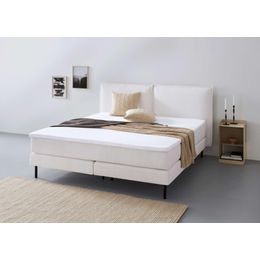 Bett "ERIK Boxbett mit Bonnell-/Taschen-Federkernmatratze, Breite 160/180cm", creme, B:200cm H:113cm L:209cm, 95% Polyester, 5% Nylon, LeGer Home by Lena Gercke, Betten, Bett, wahlweise H&auml;rtegrad der Matratze H2/H3/H4, Polsterbett mit/ohne Topper