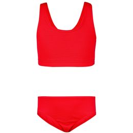 Bustier-Bikini AQUARTI "Bikini M&auml;dchen Sport Bikini Racerback Bustier & Bikinislip", Kinder, Gr. 158, N-Gr, rot (jacquard punkte rot), Obermaterial: 80% Polyamid PA. 20% Elasthan EL., Bikini-Sets Bustier-Bikini