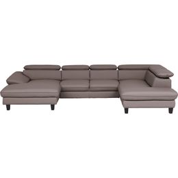 Wohnlandschaft Home Affaire "Pilot U-Form", elephant, B:331cm T:108cm, Sofas, Wohnlandschaft, mit Kopfteilverstellung, wahlweise mit Bettfunktion & Bettkasten