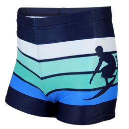 Badehose AQUARTI "Badehose Jungen Badehose Gestreift mit Motiven", Jungen, Gr. 122, N-Gr, gr&uuml;n (dunkelblau, gr&uuml;n), Obermaterial: 80% Polyester PES. 20% Elasthan EL., Badehosen Badehose