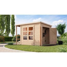 Gartenhaus Karibu "Grundfl&auml;che 4,87 qm", beige (naturbelassen), ohne Fu&szlig;boden, ohne R&uuml;ck- und Seitenwand, ohne Dacheindeckung, Holzwerkstoff, Gartenh&auml;user, Gartenhaus, aus hochwertiger nordischer Fichte