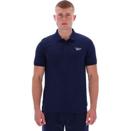 Poloshirt Reebok "BLAZE EMBROIDERED SS POLO SHIRT", Herren, Gr. L, vector navy, Obermaterial: 100% Baumwolle, Rundhals, Shirts Poloshirt