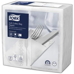 Tork Bestecktaschen Soft Guten Appetit wei&szlig; 9,8 x 19,8 cm, 1.200 St.