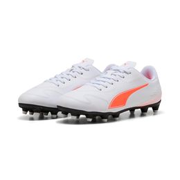 Fu&szlig;ballschuh Puma "VITORIA II FG/AG JR", Kinder, Gr. 34, wei&szlig; (Puma wei&szlig;, glowing rot), Synthetik, Schuhe Fu&szlig;ballschuh, f&uuml;r Rasen- und Kunstrasenpl&auml;tze, aus Synthetik, f&uuml;r Jugendliche