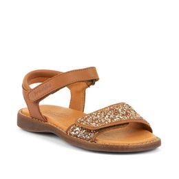 Sandale froddo "Lore Sparkle", M&auml;dchen, Gr. 32, cognac, Leder, Glitzer, festlich, Schuhe Sandale, Sommerschuh, Klettschuh, Sandalette, mit zwei Klettverschl&uuml;sse