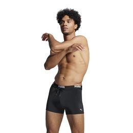 Badehose Puma "Puma SWIM MEN LOGO TRUNKS", Herren, Gr. L, N-Gr, schwarz, Web, Obermaterial: 80% Polyamid, 20% Elasthan, Badehosen Badehose, elastischer Logobund mit integriertem Kordelzug