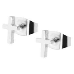 Adelia&acute;s Paar Ohrstecker ADELIA&acute;S "Unisex Ohrringe &iquest; Ohrstecker Kreuz aus Edelstahl", silber, Ohrringe, Damen, Edelstahl, Paar Ohrstecker