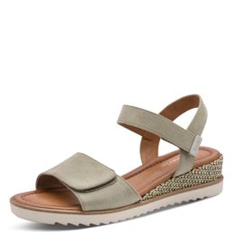Keilsandalette Tamaris, Damen, Gr. 38, mint, Textil, Veloursleder, unifarben, Schuhe Keilsandalette, Riemchensandale, Sommerschuh in veganer Verarbeitung
