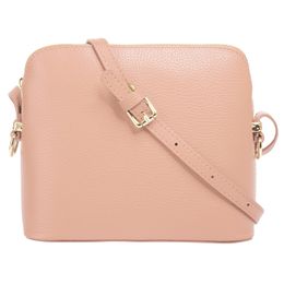 Umh&auml;ngetasche CLUTY, Damen, Gr. B/H/T: 20cm x 18cm x 4cm onesize, rosa, Leder, unifarben, Taschen Umh&auml;ngetasche, echt Leder, Made in Italy