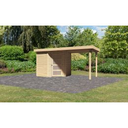Gartenhaus Karibu "Schwandorf 3", beige (naturbelassen), ohne Fu&szlig;boden, ohne R&uuml;ck- und Seitenwand, ohne Dacheindeckung, Holzwerkstoff, Gartenh&auml;user, Gartenhaus, aus hochwertiger nordischer Fichte