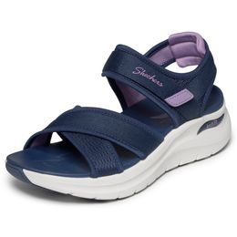 Sandale Skechers "ARCH FIT 2.0 SANDAL", Damen, Gr. 36, navy, lila, Textil, kontrastfarbene Details, Schuhe Sandale, Freizeitschuh, Trekkingschuh mit Arch Fit