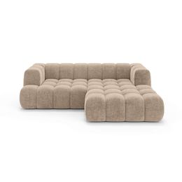 Ecksofa HOMSY BY ANA JOHNSON "&raquo;XL&laquo; BOUBELLE L-Form extra tief, Design: Bubble-Optik, Breite 247cm", dunkelbeige, B:247cm H:75cm T:191cm, 100% Polyester, Sofas, Ecksofa, hoher Sitzkomfort dank Wellenunterfederung, XL Sitztiefe 100 cm