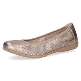 Ballerina Caprice, Damen, Gr. 39, taupe, metallic, Leder, metallic, Schuhe Ballerina, Slipper, Bequemschuh, Schlupfschuh mit Perforation