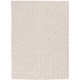 Wollteppich OTTO HOME "Gabbo Design, Handgefertigt, Teppich, reine Wolle" Gr. 8, beige (natur), B:300cm H:14mm L:400cm, Wolle, Teppiche, Wollteppich, Hoch-Tief-Effekt, reine Wolle, Scandi-Look, Naturfaser