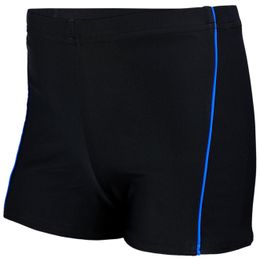 Badehose AQUARTI "Badehose Jungen Badehose Gestreift mit Motiven", Jungen, Gr. 164, N-Gr, blau (022 schwarz, blau), Obermaterial: 80% Polyester PES. 20% Elasthan EL., Badehosen Badehose