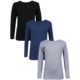 Unterhemd TUPTAM "Unterhemd Kinder Unisex Unterhemd Langarm 3er Pack", M&auml;dchen, Gr. 134, N-Gr, grau (schwarz grau blau), Obermaterial: 100% Baumwolle CO., Unterhemden Unterhemd