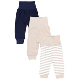 Pumphose TUPTAM "Pumphose Baby M&auml;dchen Lange Pumphose 3er Pack", M&auml;dchen, Gr. 68, N-Gr, blau (streifen beige, beige, dunkelblau), Obermaterial: 100% Baumwolle CO., Hosen Pumphose