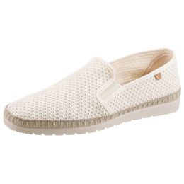 Slipper VERBENAS "BORIS BUZZBEE", Damen, Gr. 41, natur, Textil, unifarben, Schuhe Slipper, Espadrille, Urlaubsschuh, Flat, Schlupfschuh mit Stretcheins&auml;tze