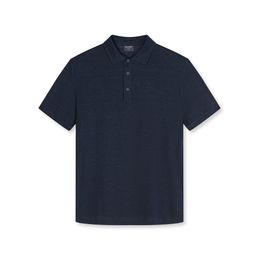 Poloshirt OLYMP, Herren, Gr. L, marine, Web, Obermaterial: 95% Leinen, 5% Elasthan, unifarben, regular fit h&uuml;ftbedeckend, Rundhals, abgesteppte Kante, Shirts Poloshirt, aus hochwertigem Leinen, unifarben