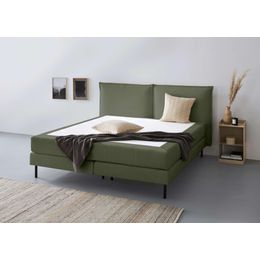 Bett "ERIK Boxbett mit Bonnell-/Taschen-Federkernmatratze, Breite 160/180cm", dunkelgr&uuml;n, B:200cm H:113cm L:209cm, 95% Polyester, 5% Nylon, LeGer Home by Lena Gercke, Betten, Bett, wahlweise H&auml;rtegrad der Matratze H2/H3/H4, Polsterbett mit/ohne Topper