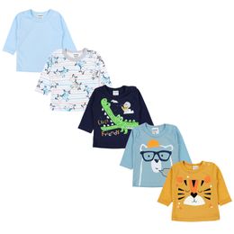 Langarmshirt TUPTAM "Shirt Baby Jungen Langarmshirt 5er Set", M&auml;dchen, Gr. 104, blau (mehrfarbig 7), Obermaterial: 100% Baumwolle CO., Shirts Langarmshirt