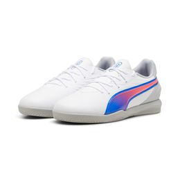 Fu&szlig;ballschuh Puma "KING MATCH IT JR", Jungen, Gr. 33, wei&szlig; (Puma wei&szlig;, blaumazing, flat light gray), Synthetik, Schuhe Fu&szlig;ballschuh, f&uuml;r Halle und Stra&szlig;e, f&uuml;r Jugendliche