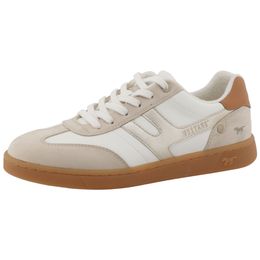 Sneaker Mustang Shoes "Ornella", Damen, Gr. 36, wei&szlig;, goldfarben, Lederimitat, Textil, Schuhe Sneaker, Freizeitschuh, Halbschuh, Schn&uuml;rschuh mit modischen Kontrastbes&auml;tzen