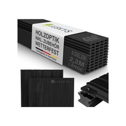 Juskys WPC Terrassendielen 2 m&sup2; &ndash; 220 cm Dielen, wetterfest inkl. Unterkonstruktion &ndash; Anthrazit