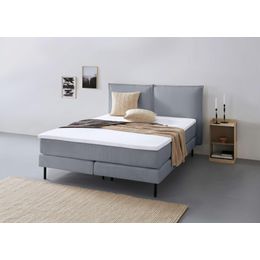 Bett "ERIK Boxbett mit Bonnell-/Taschen-Federkernmatratze, Breite 160/180cm", grau, B:180cm H:113cm L:209cm, 95% Polyester, 5% Nylon, LeGer Home by Lena Gercke, Betten, Bett, wahlweise H&auml;rtegrad der Matratze H2/H3/H4, Polsterbett mit/ohne Topper