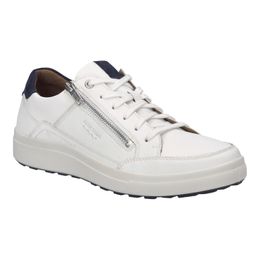 Sneaker Josef Seibel "Maddox 07", Herren, Gr. 47, wei&szlig;, Leder, kontrastfarbene Details, Schuhe Sneaker, Komfortschuh, Schn&uuml;rschuh, Freizeitschuh mit Rei&szlig;verschluss, G-Weite