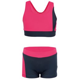 Bustier-Bikini AQUARTI "Badeanzug M&auml;dchen Sport Bikini - Racerback Bustier & Badehose", Kinder, Gr. 146, N-Gr, pink (dunkelgrau, pink), Obermaterial: 80% Polyamid PA. 20% Elasthan EL., Bikini-Sets Bustier-Bikini