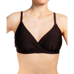 Triangel-Bikini-Top AQUARTI "Bikini Oberteil Damen Bikini Top Oberteil Triangel Neckholder Push Up Padded Zum Binden", Damen, Gr. 42, N-Gr, braun (design 042, mit tr&auml;ger, braun), Obermaterial: 80% Polyamid PA. 20% Elasthan EL., Bikini-Oberteile Triangel-Bikini-Top