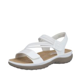 Riemchensandale Rieker, Damen, Gr. 38, wei&szlig;, Nubuklederimitat, Schuhe Riemchensandale, Sommerschuh, Sandalette, Keilabsatz, mit Gummiz&uuml;gen