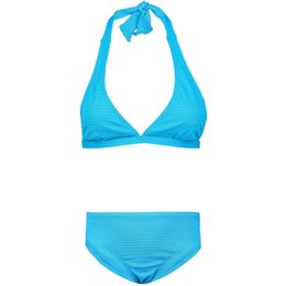 Bustier-Bikini AQUARTI "Badeanzug M&auml;dchen Bikini Set Zweiteilig Bikinislip Bustier", Kinder, Gr. 152, N-Gr, blau (zum binden, jacquard punkte t&uuml;rkis), Obermaterial: 80% Polyamid PA. 20% Elasthan EL., Bikini-Sets Bustier-Bikini