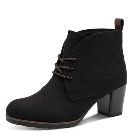 Schn&uuml;rstiefelette Marco Tozzi, Damen, Gr. 37, schwarz, Lederimitat, Textil, Veloursleder, unifarben, Basic, Schuhe Schn&uuml;rstiefelette, Blockabsatz, Ankleboots, Schn&uuml;rboots mit Ziern&auml;hten - vegan