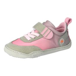 Barfu&szlig;schuh QNUFFS "Fichte", M&auml;dchen, Gr. 25, eukalyptus, mallow, Lederimitat, Textil, kontrastfarbene Details, Schuhe Barfu&szlig;schuh, Klettschuh, Sneaker, Halbschuh mit Kontrastbes&auml;tzen
