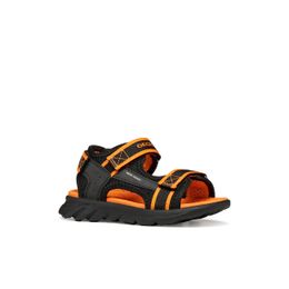 Sandale Geox "J SANDAL AIRADYUM BO", M&auml;dchen, Gr. 33, schwarz, orange, Lederimitat, Textil, Schuhe Sandale, Klettschuh, Freizeitschuh mit Gr&ouml;&szlig;enschablone zum Download