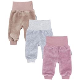 Jogginghose TUPTAM "Hose Baby M&auml;dchen Nicki Hose 3er Pack", Jungen, Gr. 104, N-Gr, beige (melange grau, beige, rosa), Obermaterial: 77% Baumwolle CO. 23% Polyester PES., Hosen Jogginghose