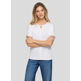 Kurzarmshirt Rabe, Damen, Gr. 38, wei&szlig;, Jersey, Obermaterial: 47% Baumwolle, 47% Modal, 6% Elasthan, unifarben, normal h&uuml;ftbedeckend, Rundhals, Shirts Kurzarmshirt, mit Cut-Out und Glitzer-Detail