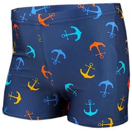 Badehose AQUARTI "Badehose Jungen Badehose Gestreift mit Motiven", Jungen, Gr. 116, N-Gr, orange (anker orange blau, dunkelblau), Obermaterial: 80% Polyester PES. 20% Elasthan EL., Badehosen Badehose