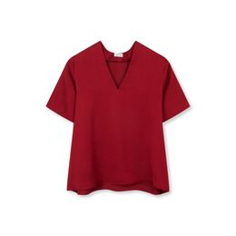 Klassische Bluse Seidensticker, Damen, Gr. XS (34), dunkelrot, 75% Acetat, 25% Polyester, unifarben, regular fit, V-Ausschnitt, Blusen Klassische Bluse, Tunika Uni