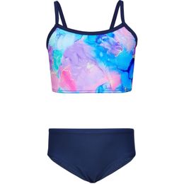 Bustier-Bikini AQUARTI "Badeanzug M&auml;dchen Bikini Set Zweiteilig Bikinislip Bustier", Kinder, Gr. 158, N-Gr, lila (038b tie dye dunkelblau, lila, rosa), Obermaterial: 80% Polyamid PA. 20% Elasthan EL., Bikini-Sets Bustier-Bikini