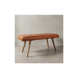 KADIMA DESIGN Retro-Sitzbank aus Ziegenleder und massivem Holz, stabil, 200 kg Belastbarkeit